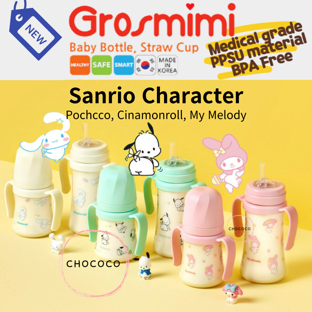 [Korea]🇰🇷 AUTHENTIC Grosmimi Sanrio Straw Cup Feeding BottleㅣSpill Proof no Spill Magic Sippy ...