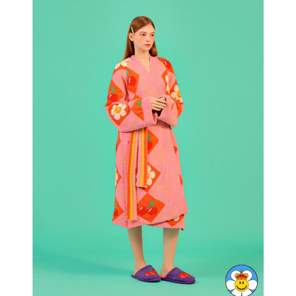 [Wiggle Wiggle] Lounge Robe - Smile Cherry Argyle | Shopee Malaysia