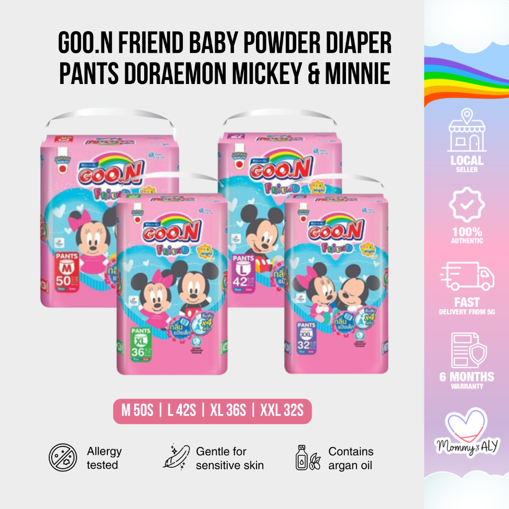 GOO.N Friend Baby Powder Diaper Pants Doraemon Mickey & Minnie S-XXL ...
