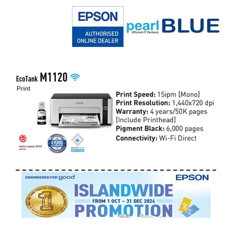 Epson EcoTank Monochrome M1120 | Wi-Fi Ink Tank Printer | Shopee Malaysia