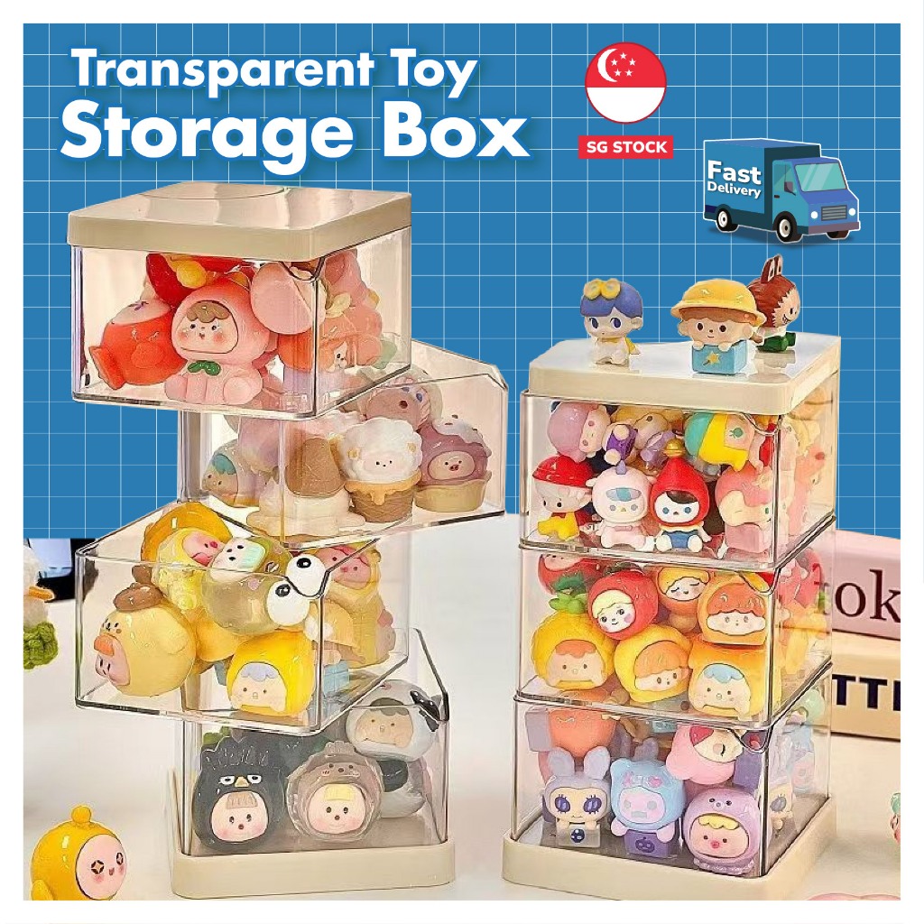 Popmart Toy Acrylic Display Storage Box Compact Transparent 360 ...