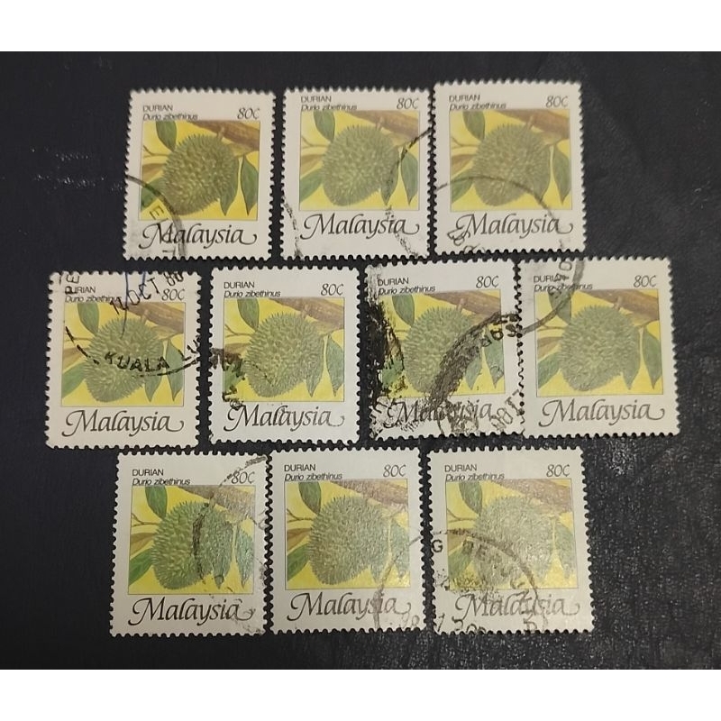 10 Keping Setem 80c Durian Siri Buah-Buahan Malaysia (Used) | Shopee ...