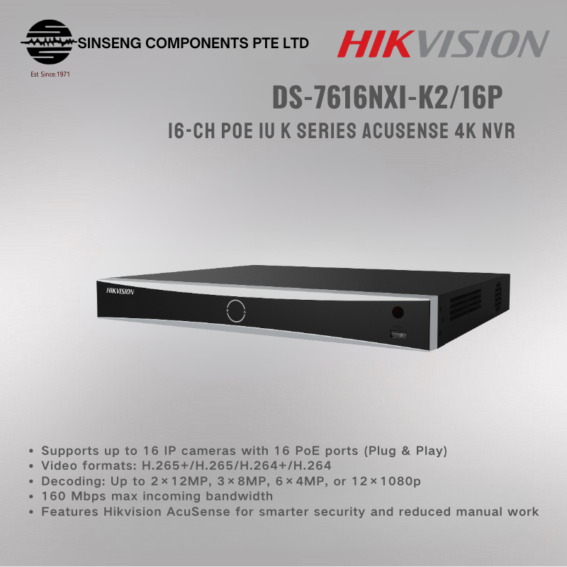 Hikvision DS-7616NXI-K2/16P 16CH PoE 1U K Series AcuSense 4K NVR | Shopee Malaysia