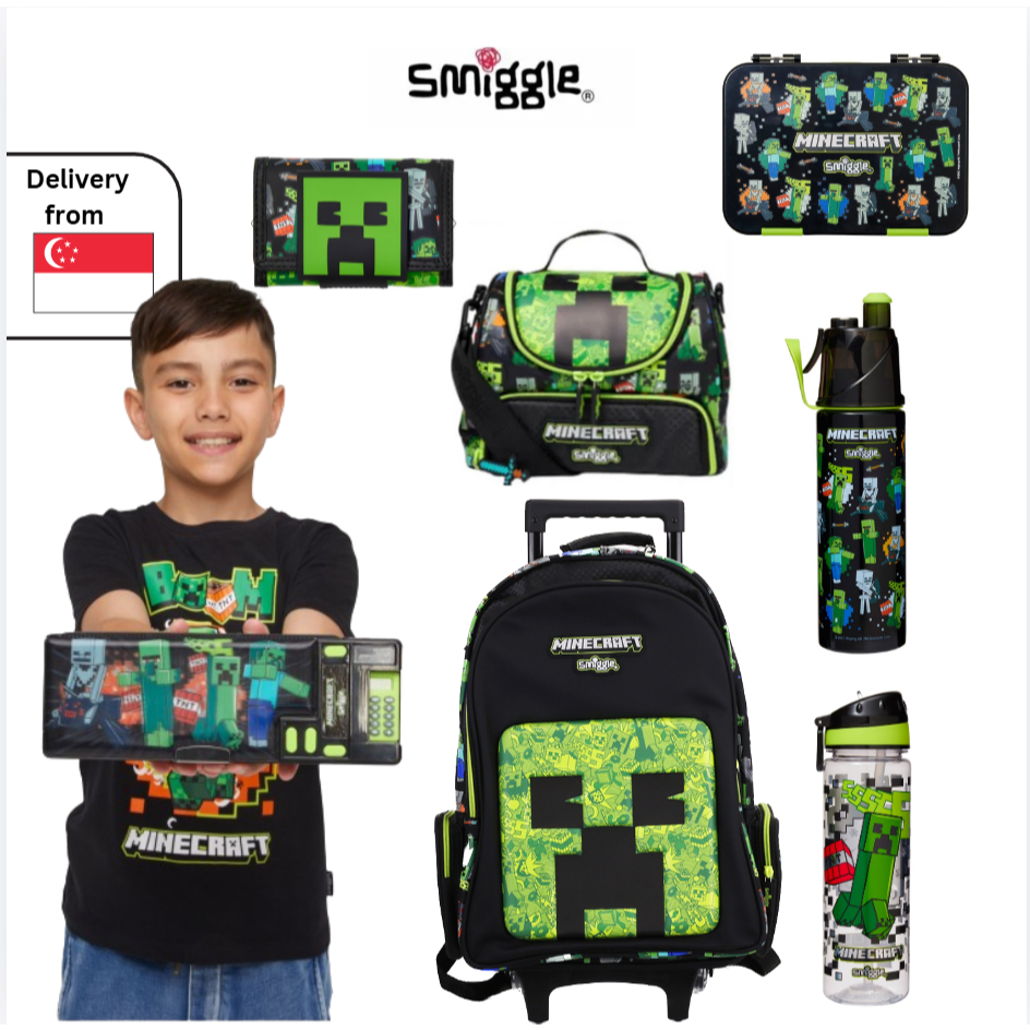 MineCraft Smiggle School Bag Minecraft Water Bottle Wheels Wallet ...
