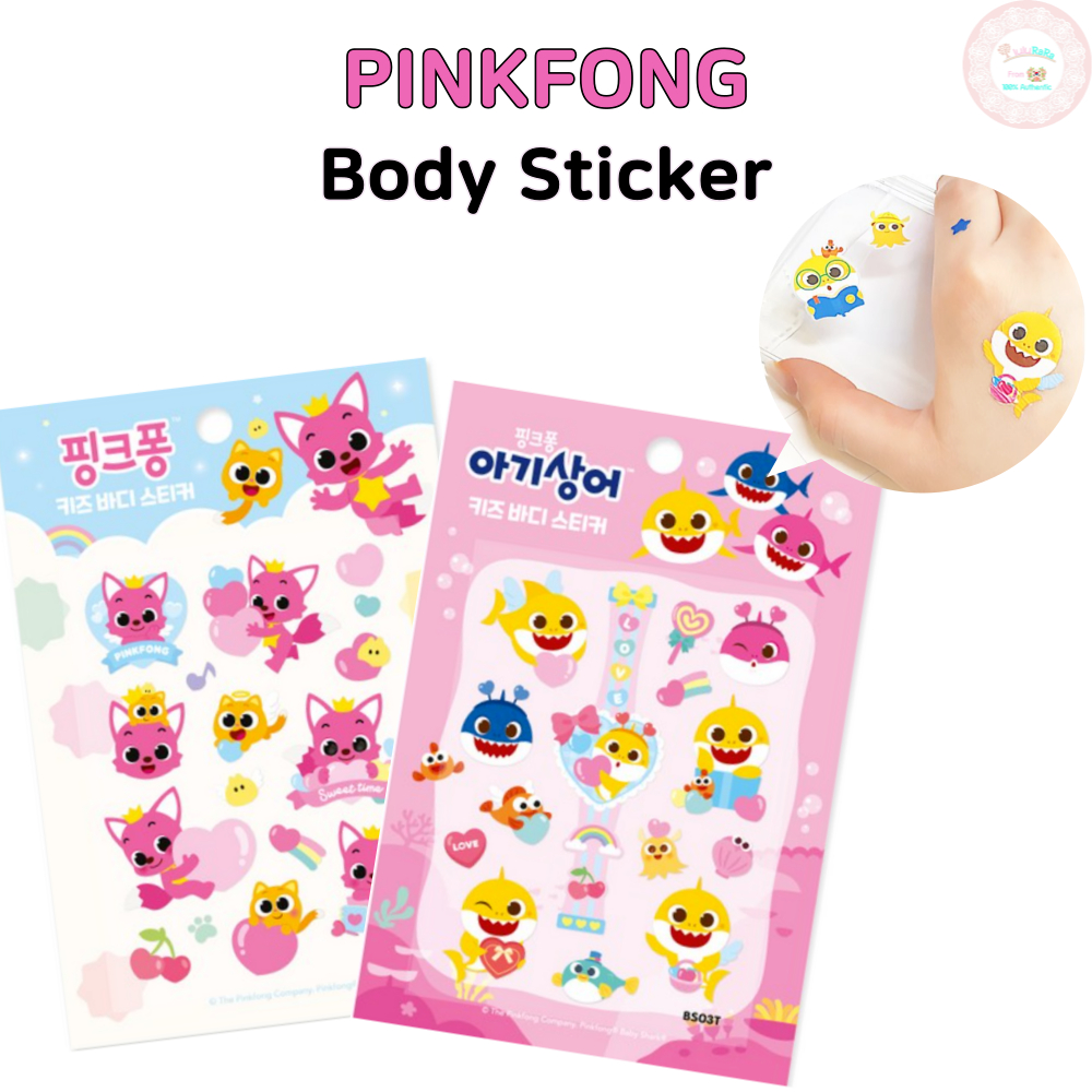 Pinkfong Body Sticker Baby Shark Tattoo Sticker Kids Tattoo Stickers ...