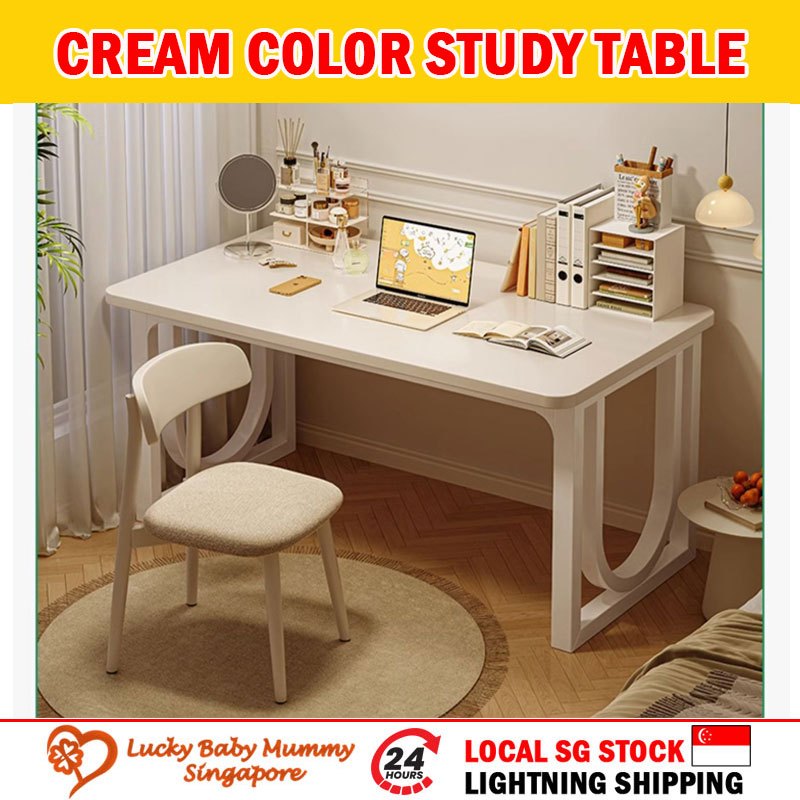Nordic Minimalist Study Table Home Office Solid Wood Steel Frame ...