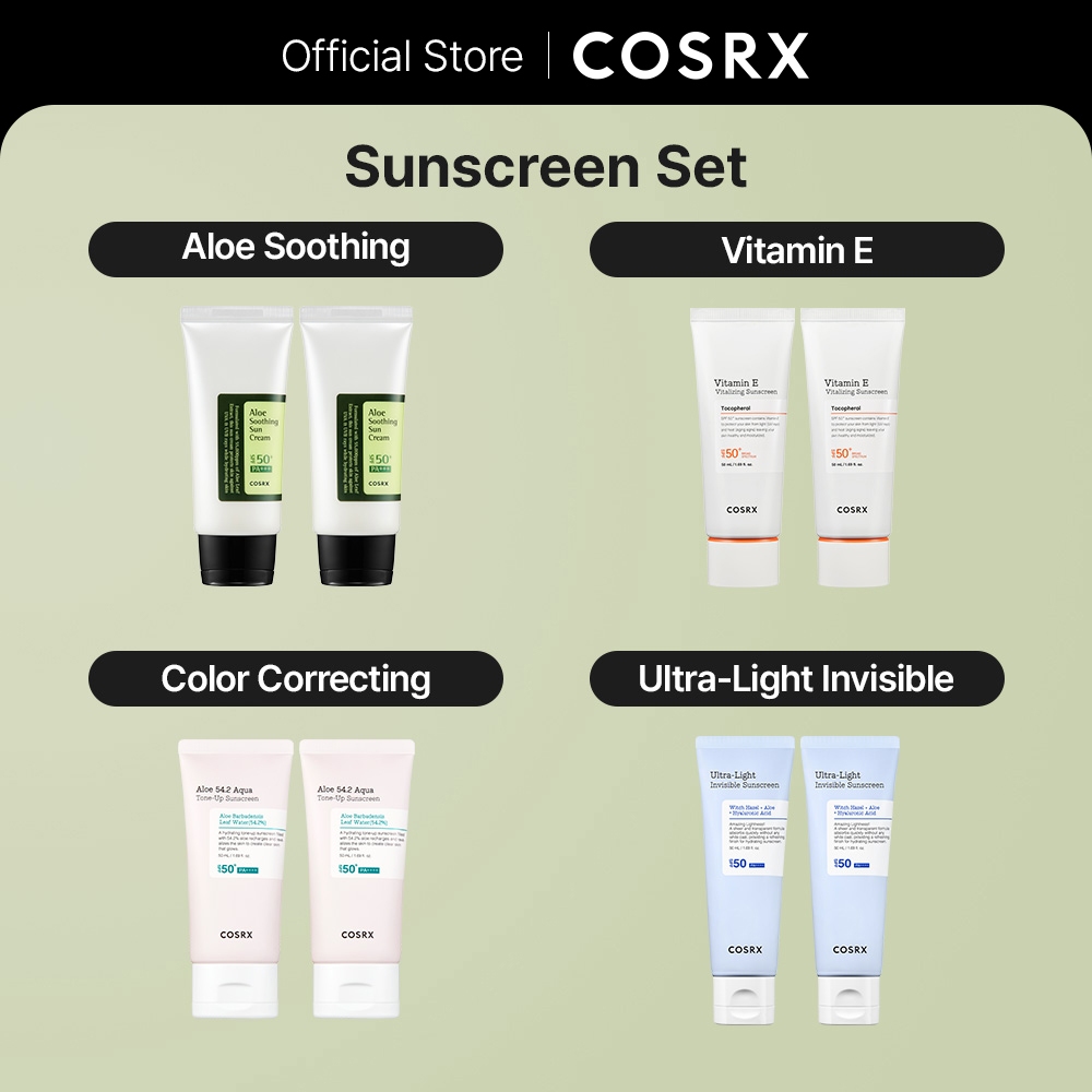 Cosrx Sunscreen Set [Aloe Soothing Sun Cream SPF 50 PA+++ 50m / Aloe 54.2 Aqua Tone-up Sunscreen ...