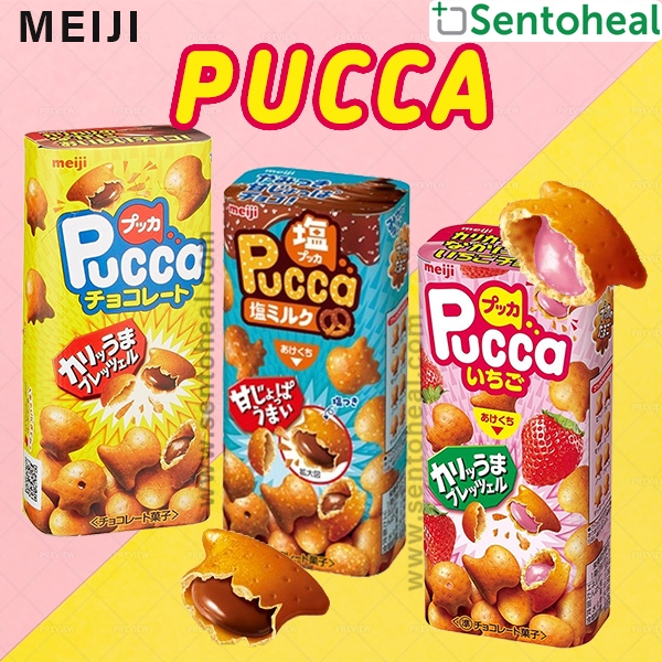 Meiji Pucca Strawberry/ Chocolate Biscuit - crispy pretzel | Shopee ...