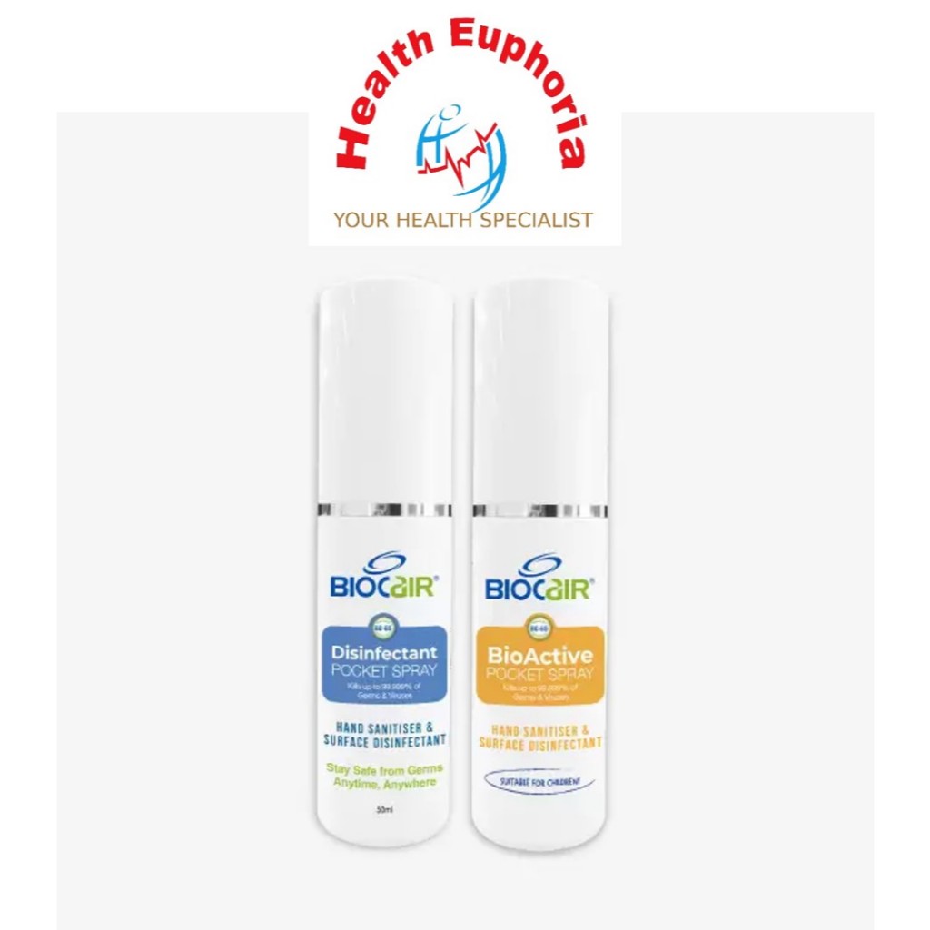 BioCair 1 Disinfectant + 1 BioActive Pocket Spray (Twin Pack) | Shopee ...