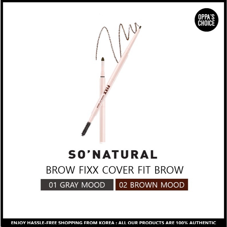 SO NATURAL BROW FIXX COVER FIT BROW ( 01 GRAY MOOD | 02 BROWN MOOD) | Shopee Malaysia