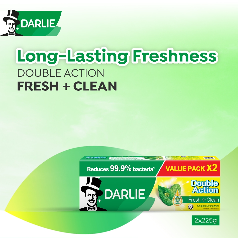 (Bundle of 2) Darlie Double Action 2x225g Mint Fluoride Toothpaste Twin ...