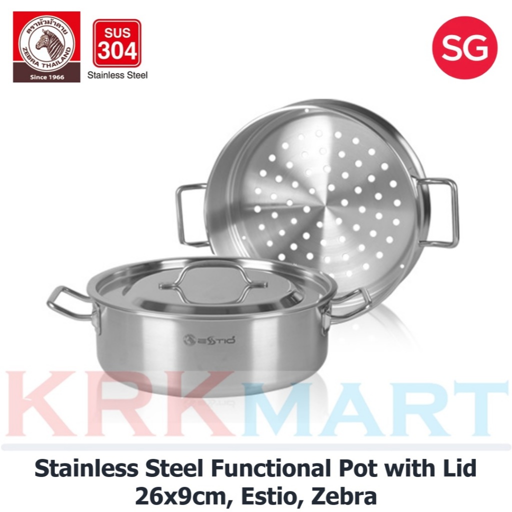 Zebra Estio Stainless Steel Functional Pot with Lid 26 x 9cm | Shopee ...