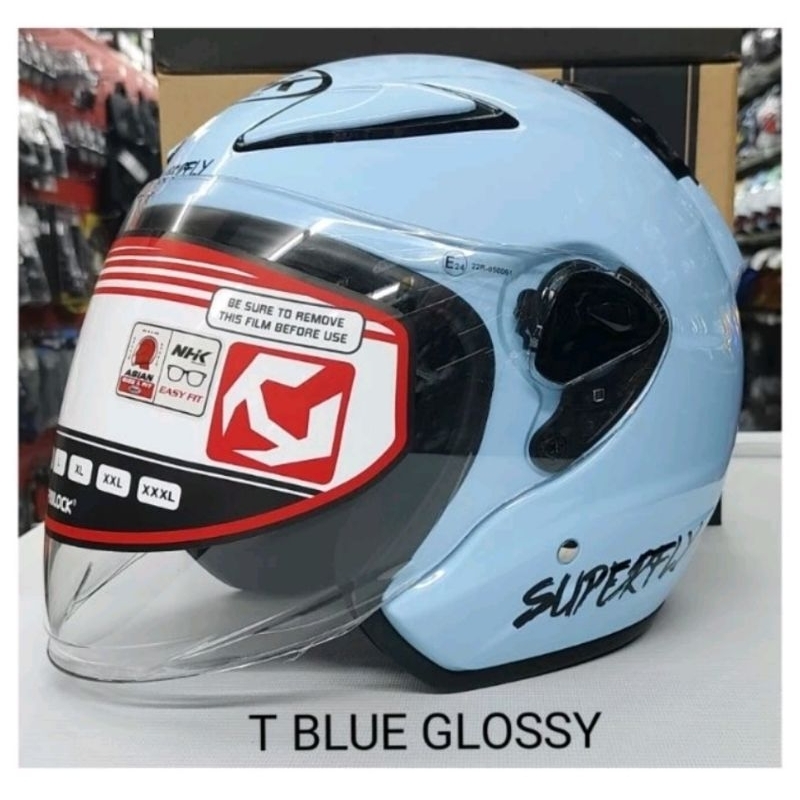 HELMET NHK R6 V2-(PEARL WHITE GLOSSY/NARDO BLUE GLOSSY /T BLUE GLOSSY ...