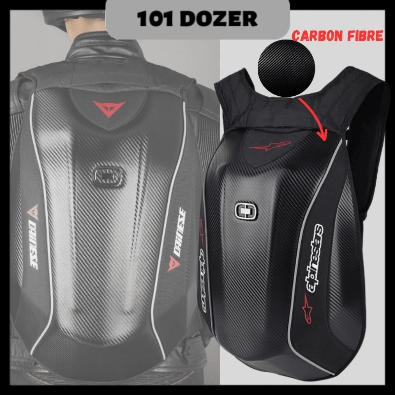 D-Mach Motorcycle Riding Laptop Backpack Carbon Hard Shell Helmet ...