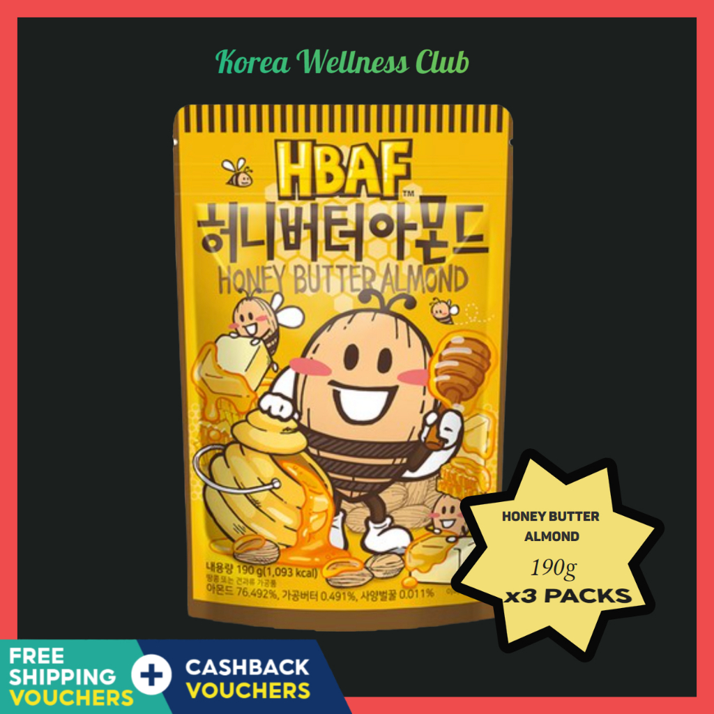 [HBAF] Bundle of 3 Korean Almond Nut Snack_ Honey Butter Almond Flavor (190g x 3 packs) | Shopee ...