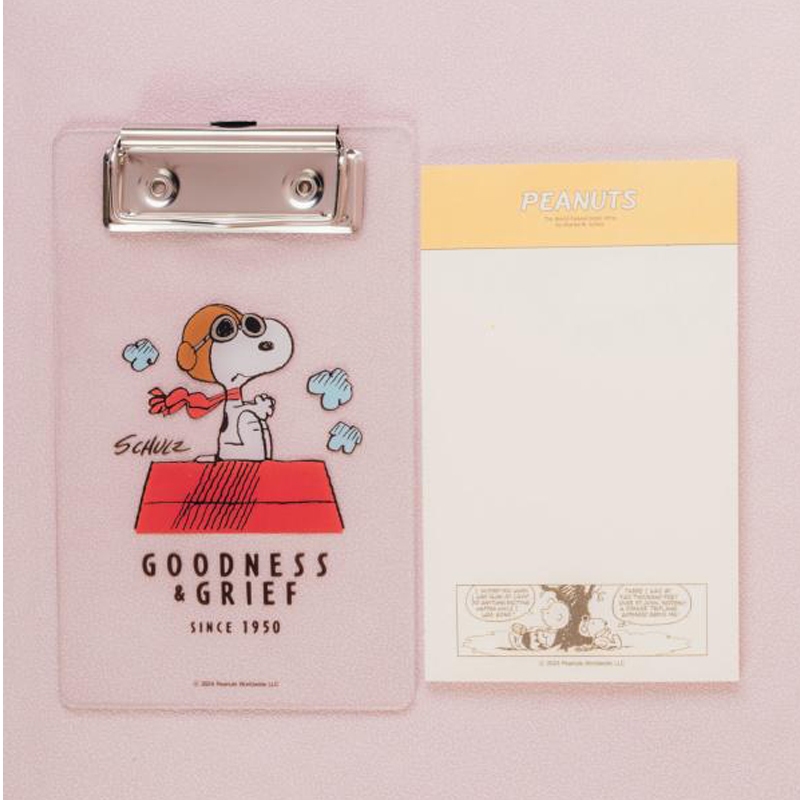 DAISO Korea x Peanuts Snoopy Acrylic Clip Board & Memo Pad Lined ...