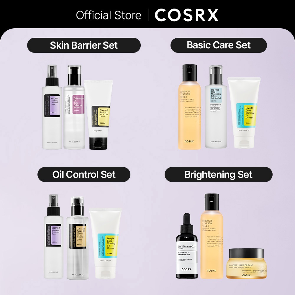 COSRX Skincare 3-pc Bundle for 4 Skin Concerns: Skin Barrier, Basic Care, Oil Control ...