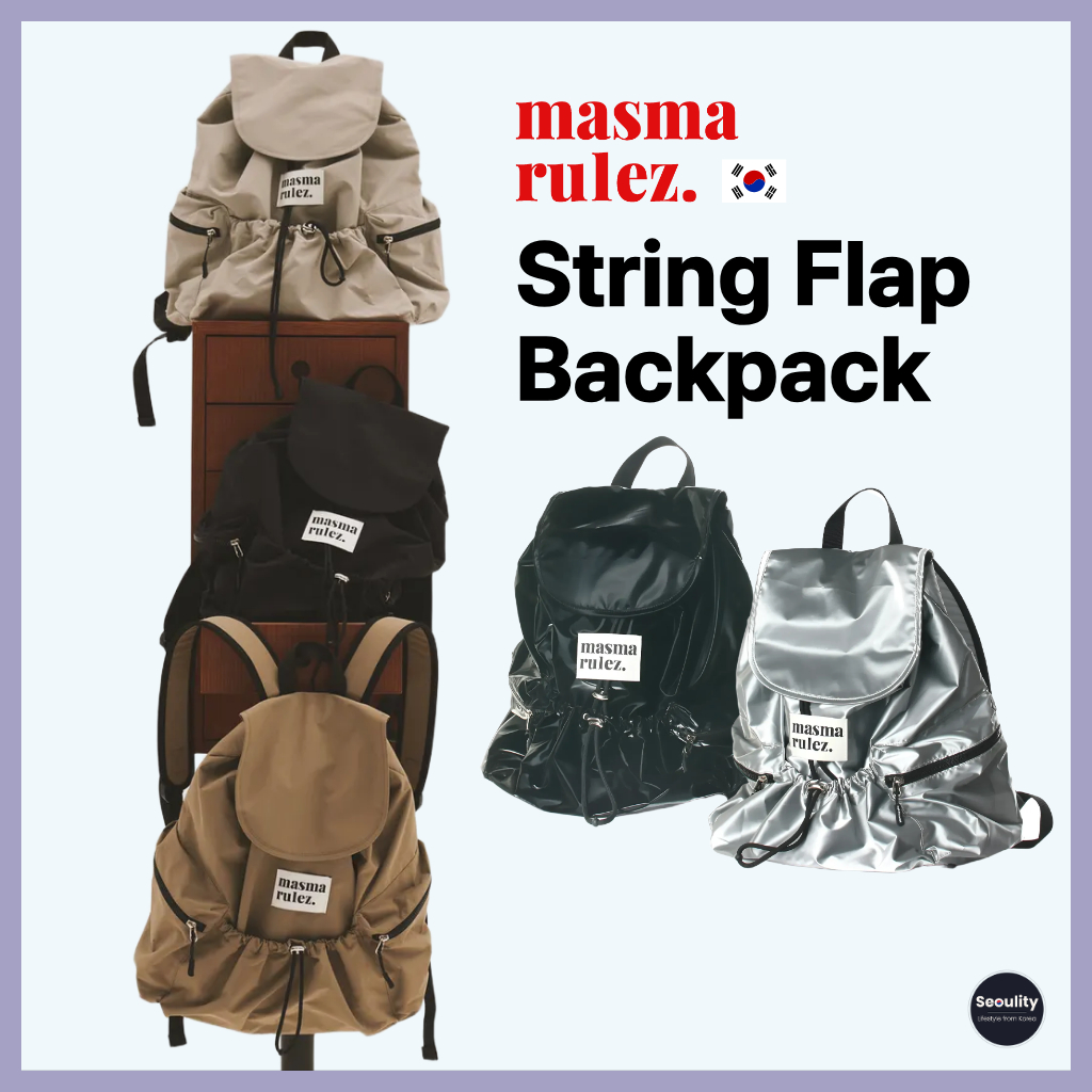[Masmarulez] String Flap Backpack｜Nylon Waterproof Backpack – Lightweight 15.6" Laptop Bag Pack ...