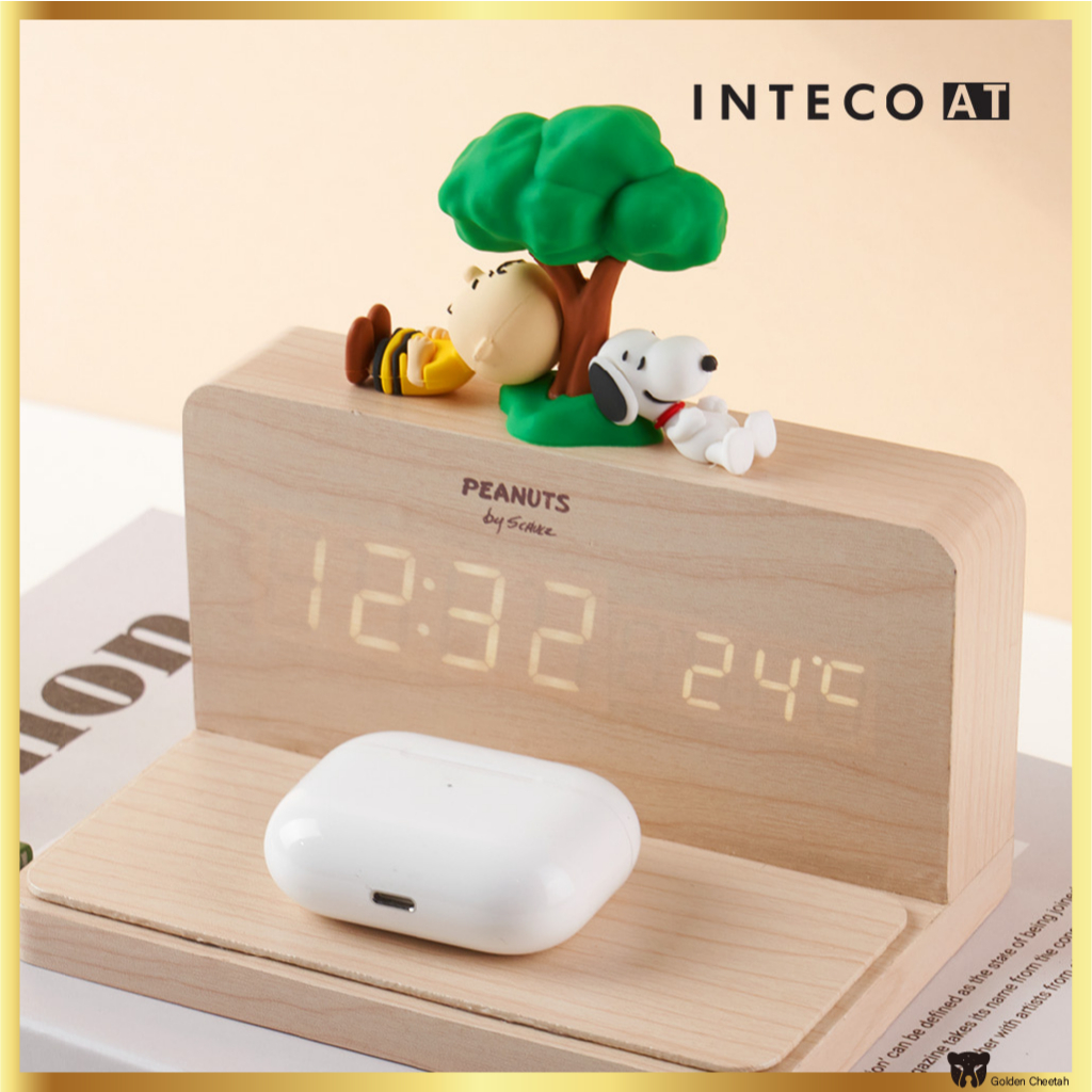 Peanuts Snoopy Wireless Charging Wood LED Clock | Shopee Malaysia