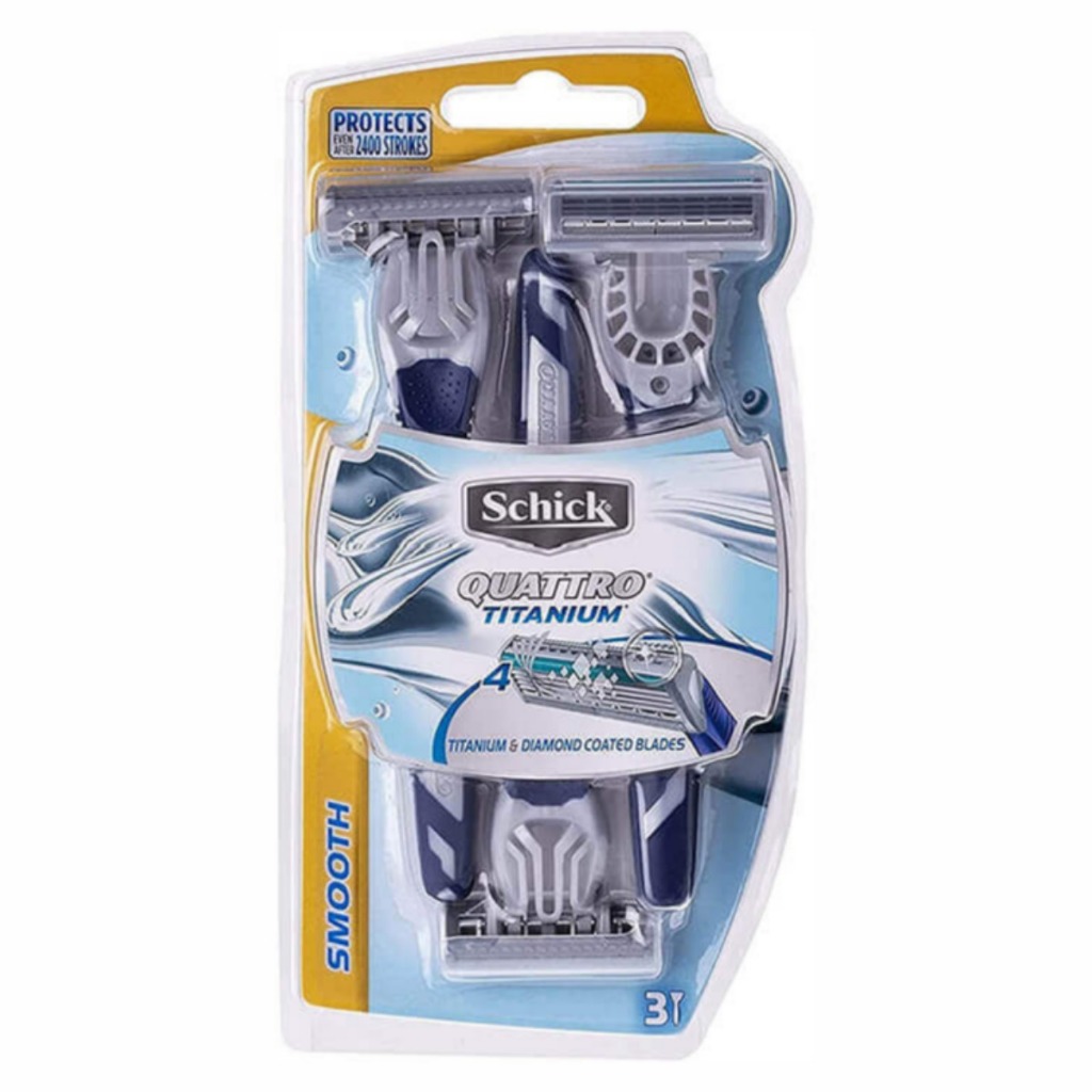 Schick Quattro 4 Titanium Premium Disposable Razor 3pcs/pack 4-Layer ...