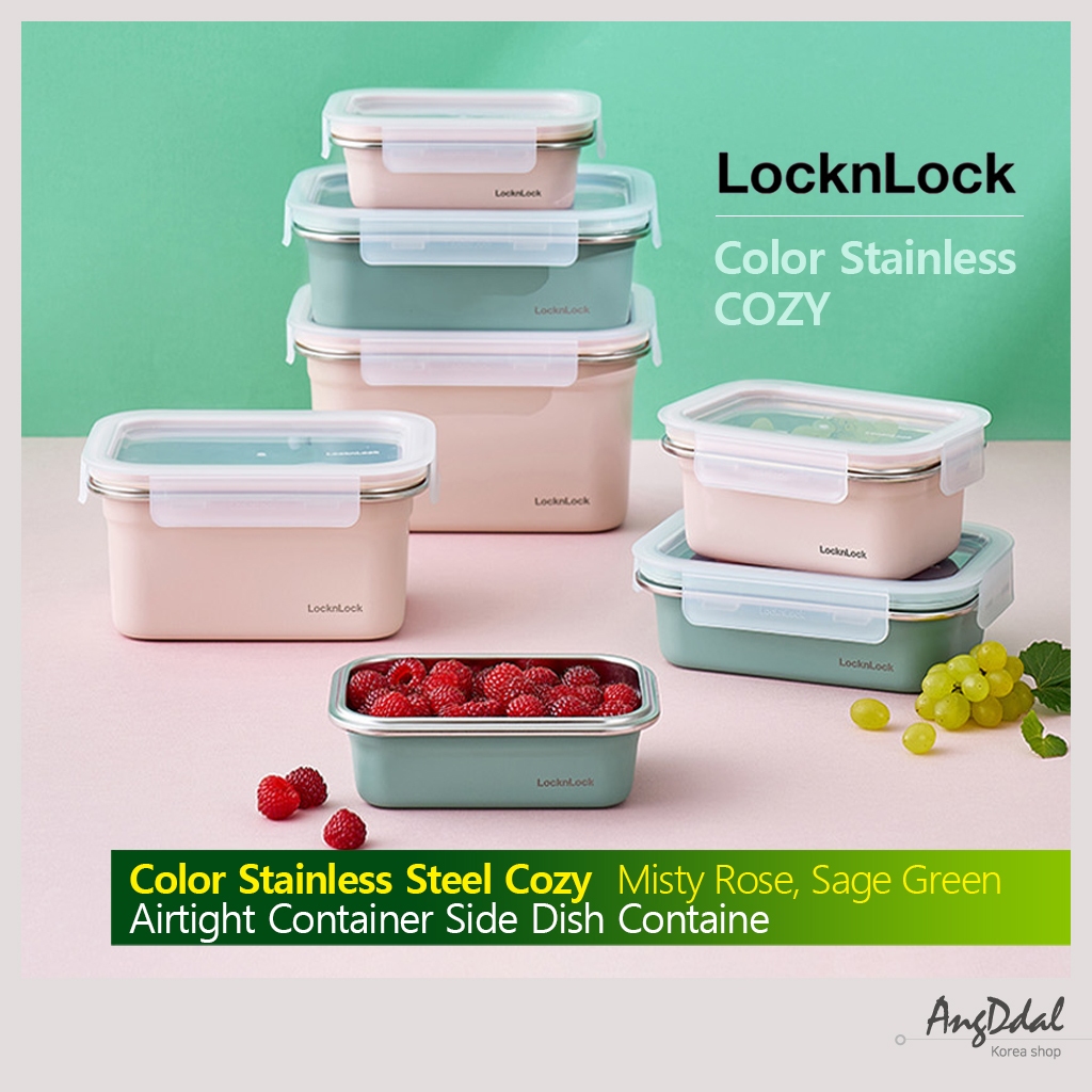 [Lock & Lock] NEW Color Cozy Stainless Steel Airtight Container Side ...