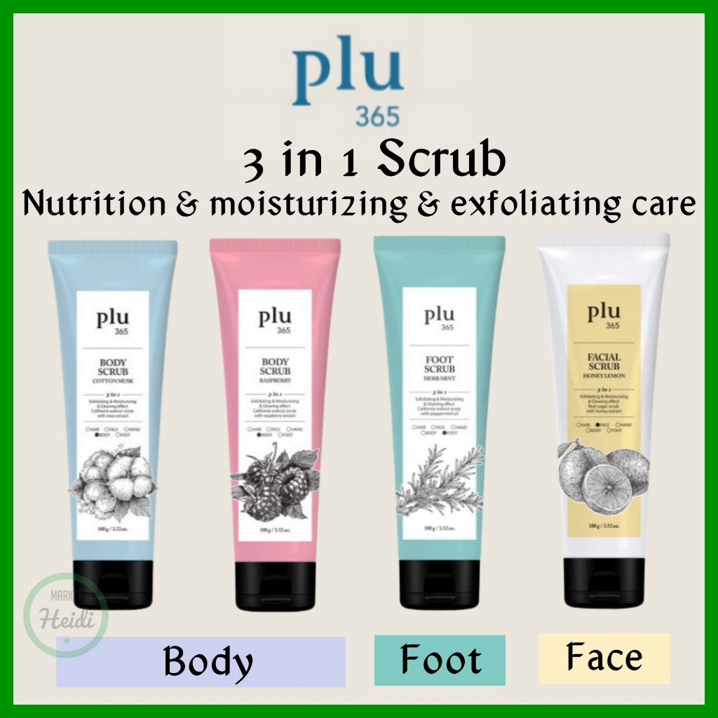 KOREA 🇰🇷 plu 3 in 1 Body Scrub 100g / Facial scrub / Foot scrub ...