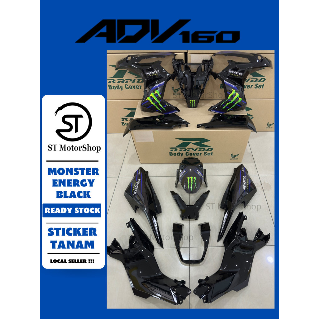 HONDA Adv Adv160 Monster GP Black RAPIDO Coverset Body Cover Sticker ...