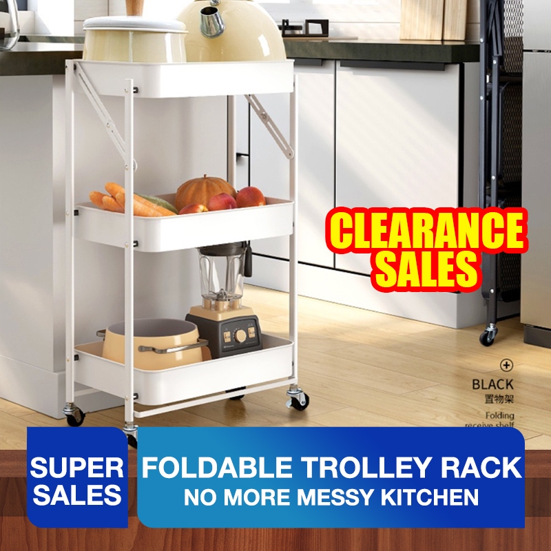 3/4/5 tier Kitchen Trolley Kitchen Rack Kitchen Storage Foldable ...