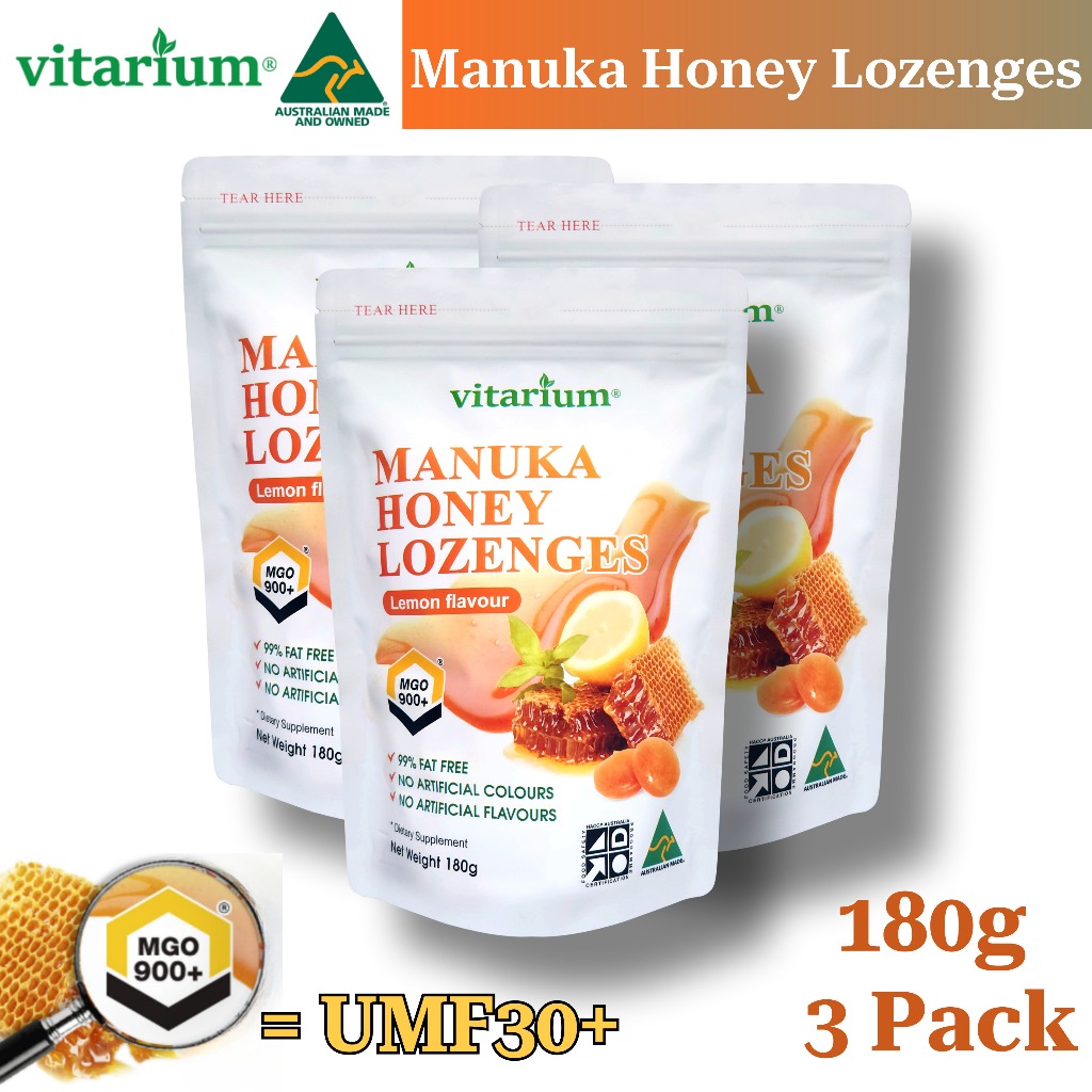 Vitarium Manuka Honey Lozenges Lemon Honey Flavour Sore Throat Candy ...