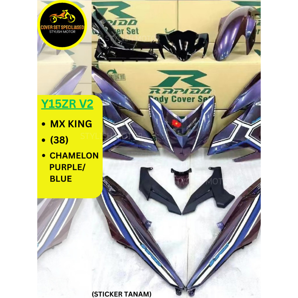 (STICKER TANAM/AIRBRUSH) RAPIDO COVER SET Y15ZR V1/V2 MX-KING (22 ...