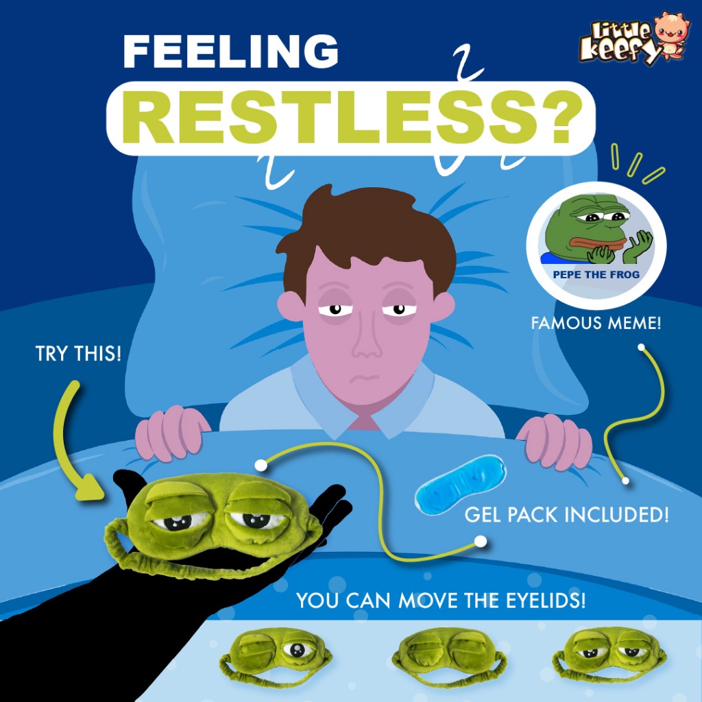 Pepe the Frog | Sleep Mask with Movable Eyelids | Shopee Malaysia