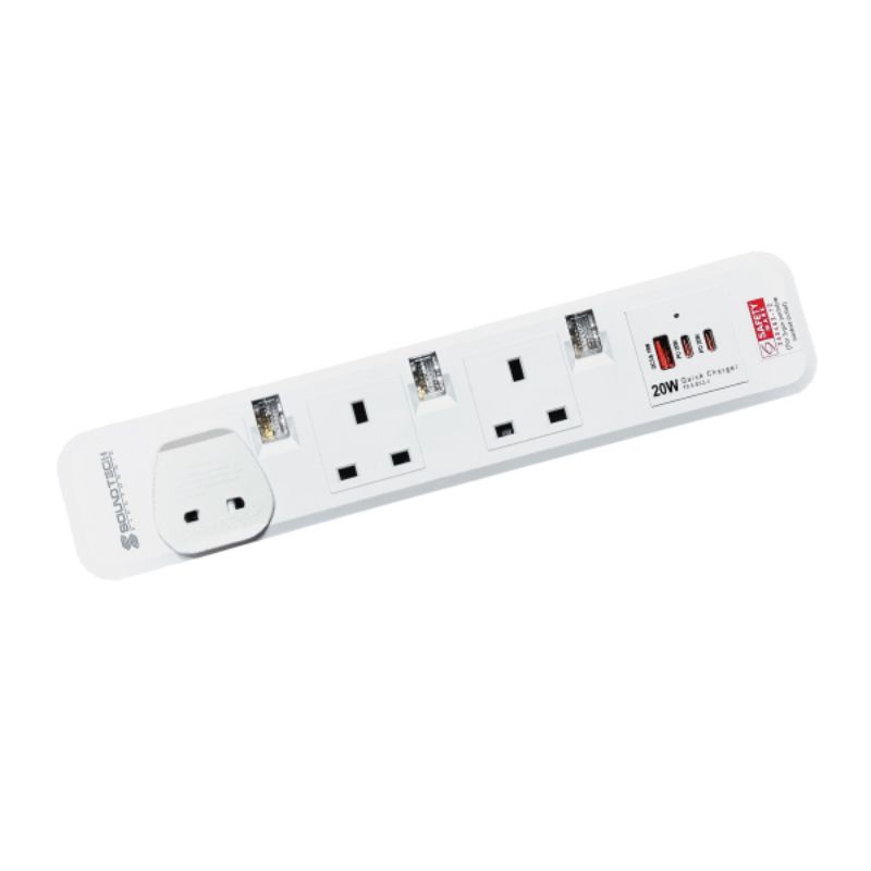 3 Way Extension Socket With 3 Usb Ports 1 Type A And 2 Type C Shopee