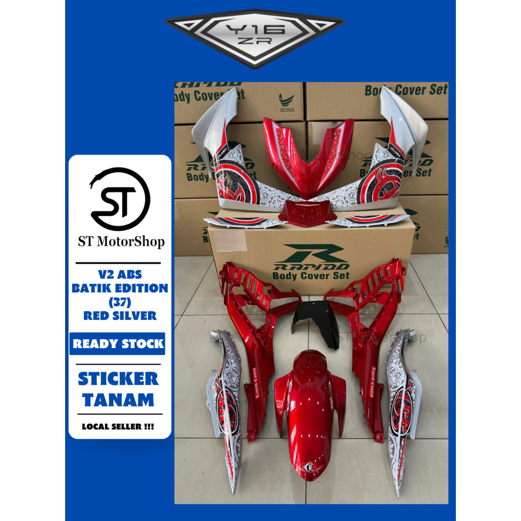 YAMAHA Y16 Y16zr V2 Abs Batik Edition (37) Red Blue Silver Cover Set ...