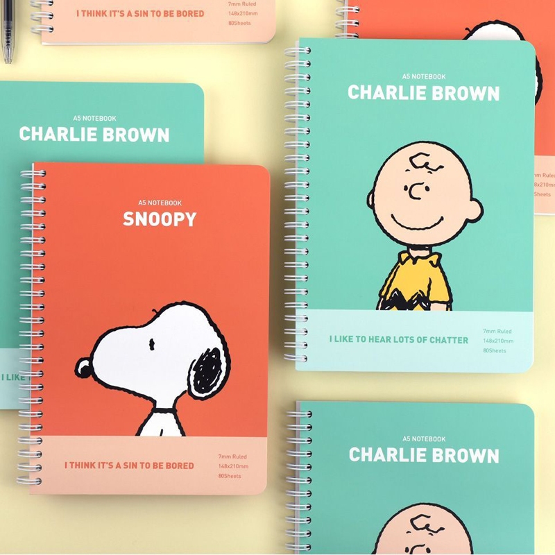 Peanuts Snoopy Charlie Brown A5 Lined Spiral Notebook Spring Notepad ...