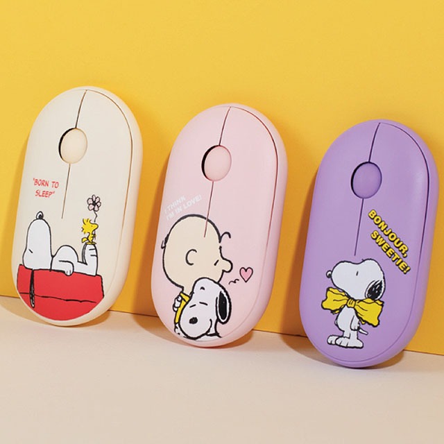 ROYCHE Peanuts Snoopy Bluetooth Wireless Flat Compact Mouse Korean ...