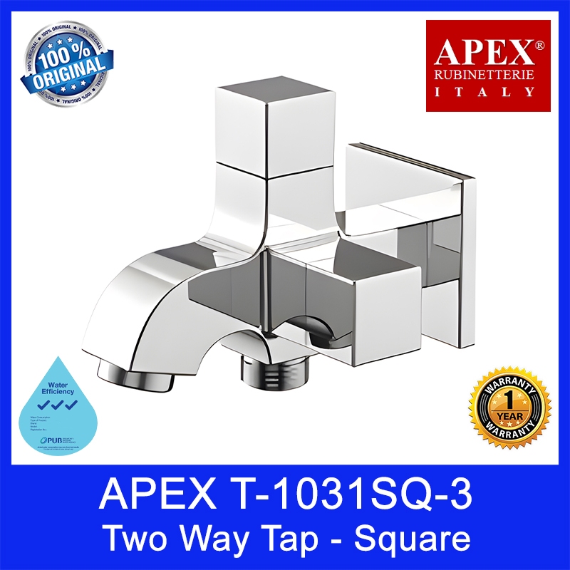 APEX T-1031SQ-3 Two Way Tap - Square. Finish: Brass Chrome or Black ...