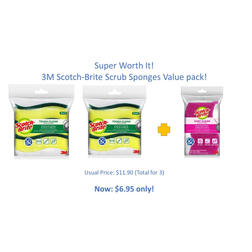 3M Scotch-Brite Kitchen Sponge Value Pack (2 Pack Tough Clean+1 Pack ...