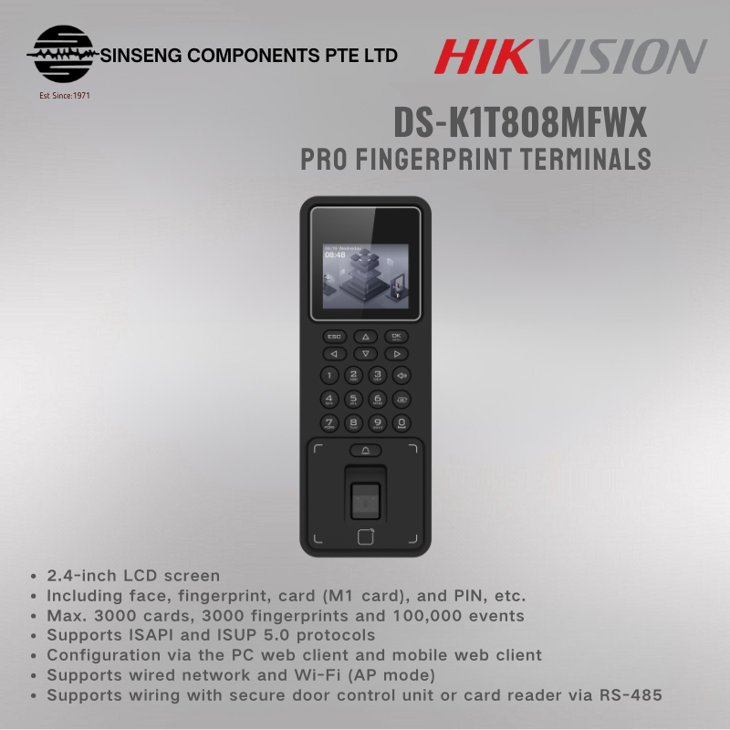 Hikvision DS-K1T808MFWX Pro WiFi Biometric Access Terminal – Face ...