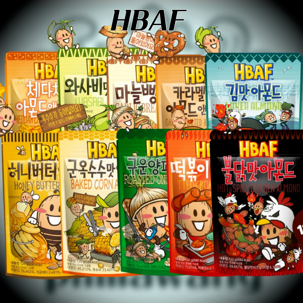 HBAF Korea Honey Butter Almond Snack 190 g Roasted Corn Garlic Bread ...