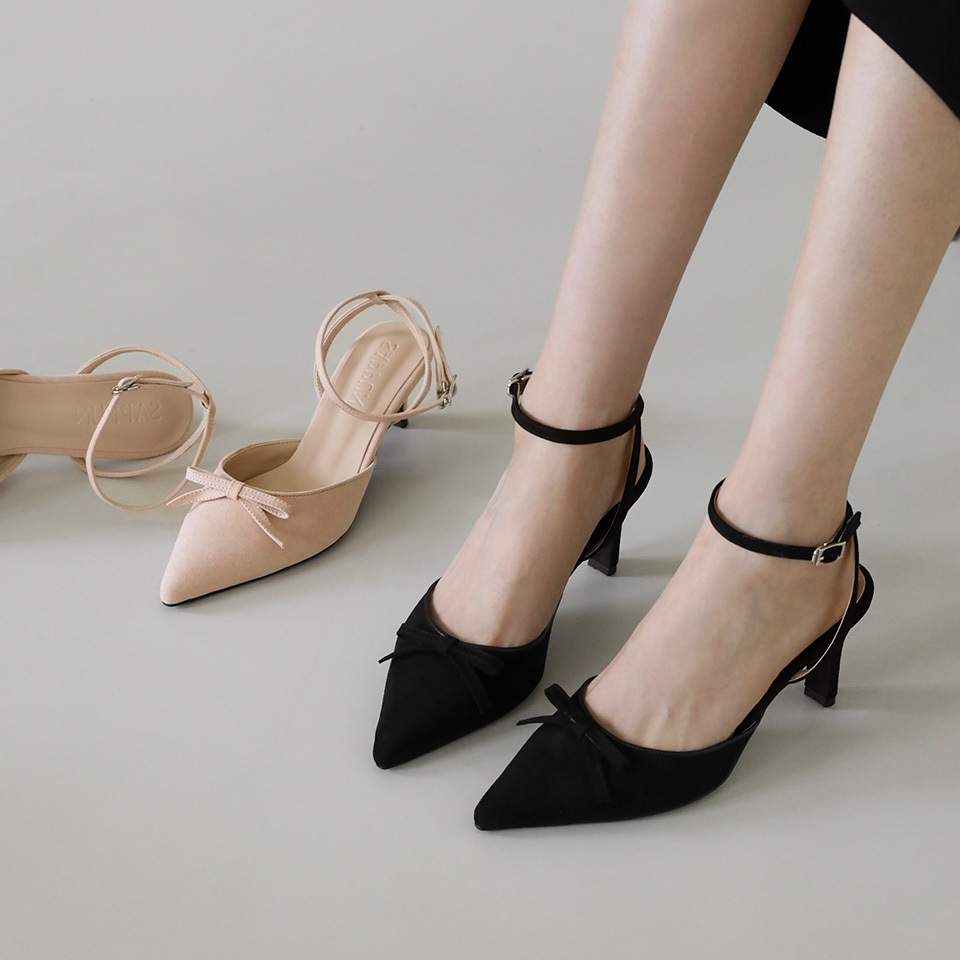 [SAPPUN] Yulia Ribbon Suede Slingback Heels (5/7cm) | Shopee Malaysia