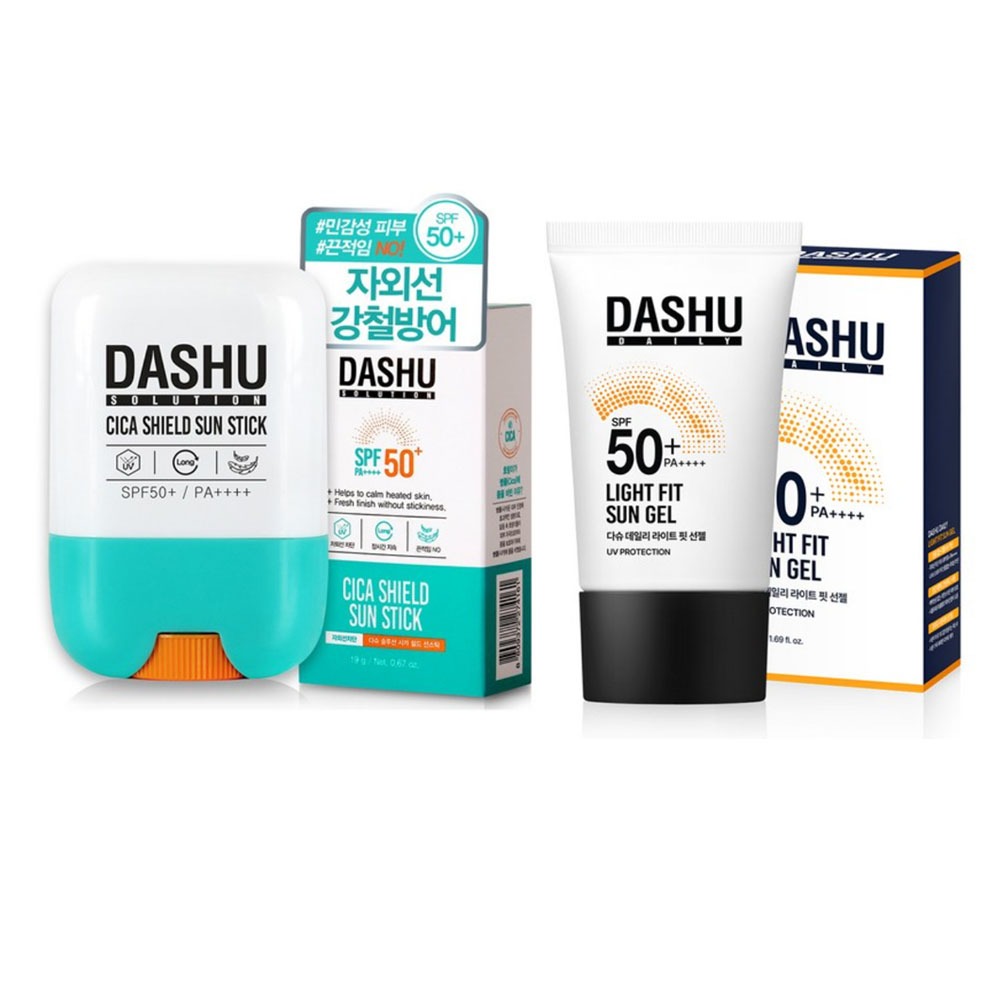 DASHU Solution Cica Shield Sun Stick SPF50+ PA++++, DASHU Daily Light Fit Sun Gel SPF50+ PA ...