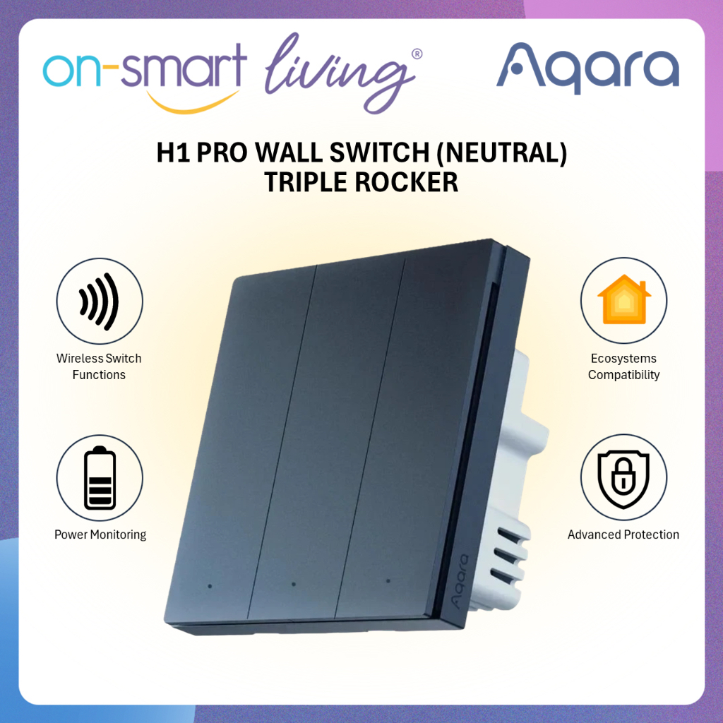 【GLOBAL】AQARA H1 PRO Smart Wall Switch With Neutral (Dark Grey) - Triple Rocker | Shopee Malaysia