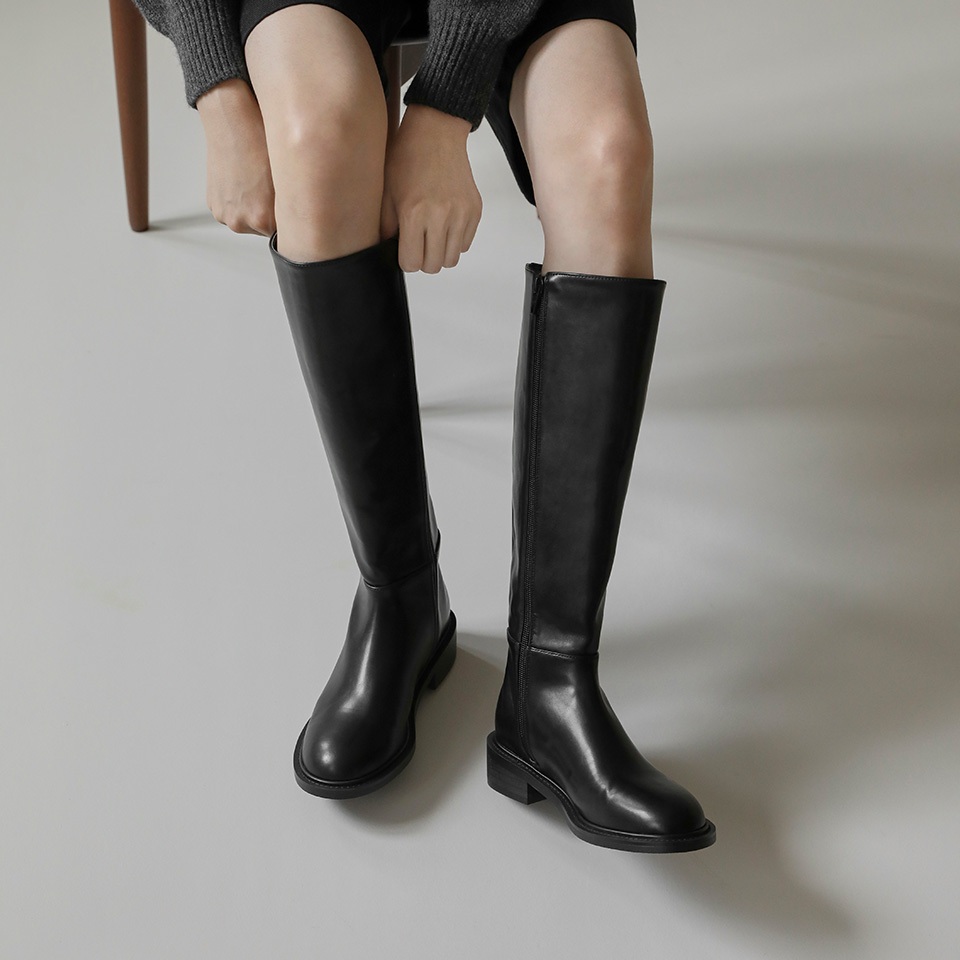 [SAPPUN] Bomir Round Long Boots (4cm) | Shopee Malaysia