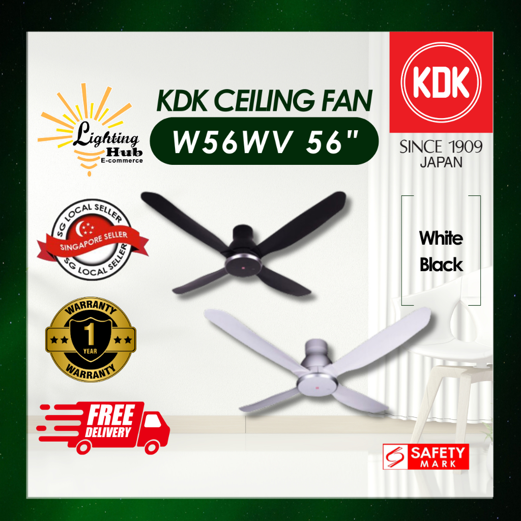 KDK Ceiling Fan (W56WV)NO LIGHT/DC MOTOR/ WITH REMOTE CONTROL / 4 BLADE ...