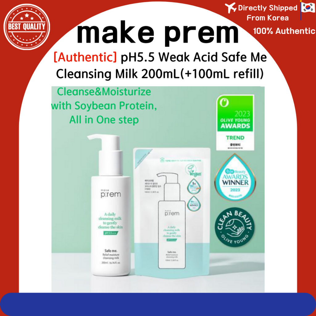 [MAKEPREM] pH5.5 Weak Acid Safe Me Cleansing Milk 200mL(+100mL refill) | Shopee Malaysia
