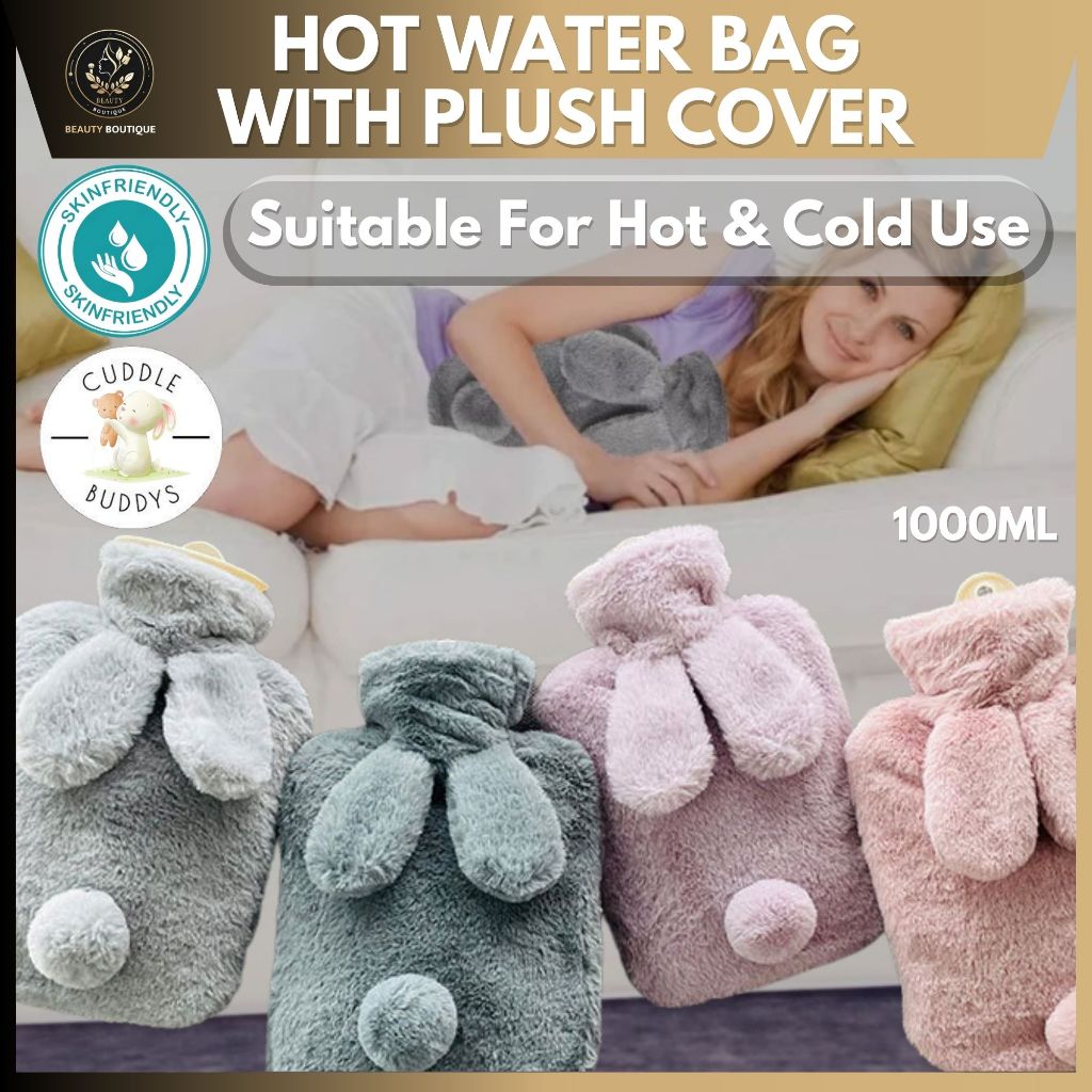Hot & Cold Water Bag Furry Pouch Warm Compress Menstrual Period Cramp ...