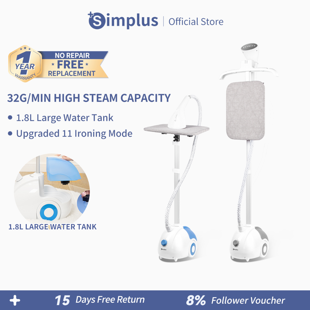 Simplus 2000W Garment Steamer Iron Steam 11-Iron Mode Stainless Steel ...