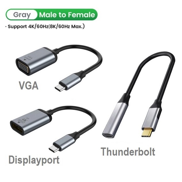 USB Type C to Mini Displayport Thunderbolt VGA Adapter for Smartphone ...