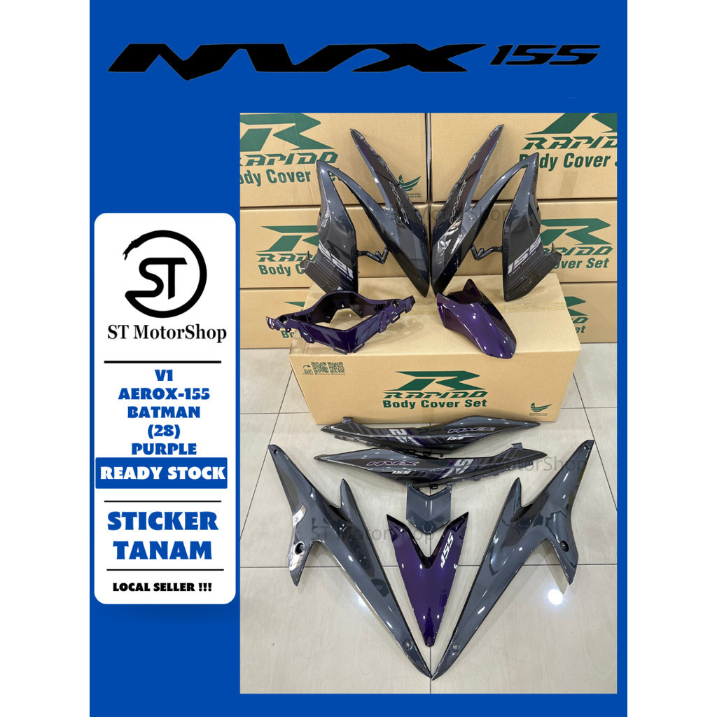 YAMAHA Nvx-155 Nvx V1 Aerox-155 Batman (28) Purple Red Cover Set RAPIDO ...