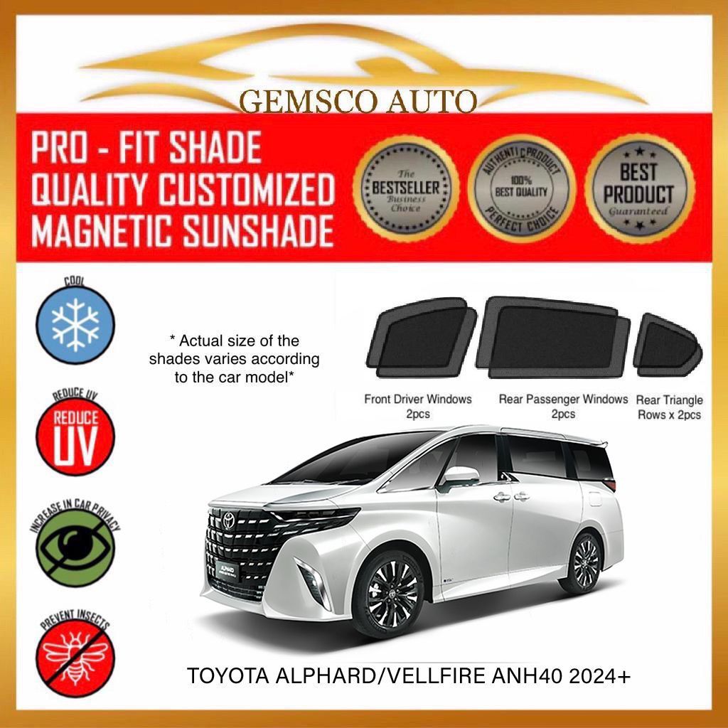 Toyota Alphard/Vellfire ANH40 2024+ ( 6 / 7 pcs) Car Magnetic Sunshade ...